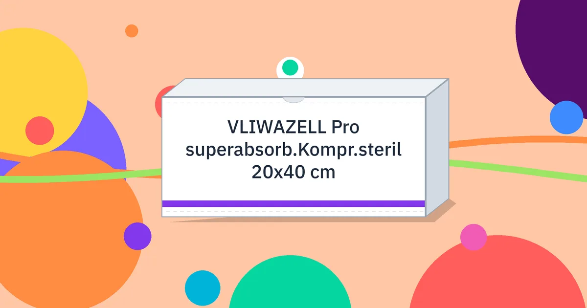 Symbolbild: Packung mit der Aufschrift VLIWAZELL Pro superabsorb.Kompr.steril 20x40 cm (PZN 14005188) – Verfügbarkeit und Bezug in Apotheken in Frankfurt am Main