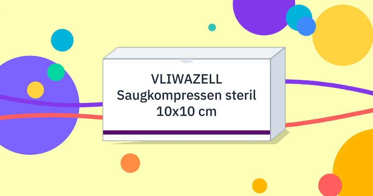 Symbolbild: Packung mit der Aufschrift VLIWAZELL Saugkompressen steril 10x10 cm (PZN 20827167) – Verfügbarkeit und Bezug in Apotheken in Frankfurt am Main