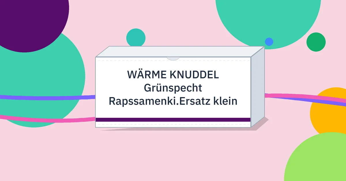 Symbolbild: Packung mit der Aufschrift WÄRME KNUDDEL Grünspecht Rapssamenki.Ersatz klein (PZN 12608646) – Verfügbarkeit und Bezug in Apotheken in Frankfurt am Main