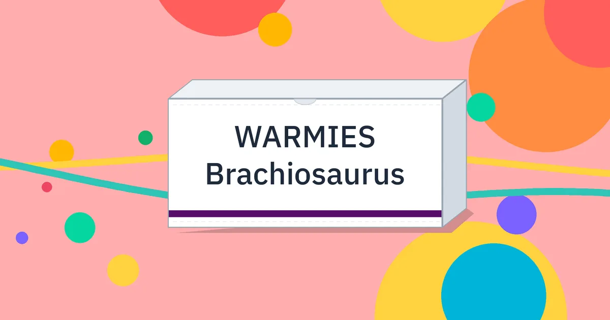 Symbolbild: Packung mit der Aufschrift WARMIES Brachiosaurus (PZN 13244850) – Verfügbarkeit und Bezug in Apotheken in Frankfurt am Main