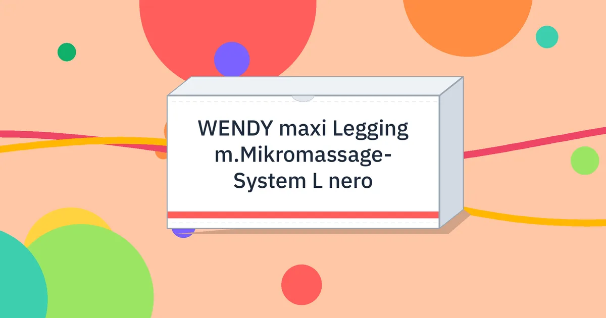 Symbolbild: Packung mit der Aufschrift WENDY maxi Legging m.Mikromassage-System L nero (PZN 16191663) – Verfügbarkeit und Bezug in Apotheken in Frankfurt am Main