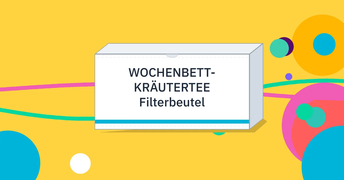 Symbolbild: Packung mit der Aufschrift WOCHENBETT-KRÄUTERTEE Filterbeutel (PZN 19805947) – Verfügbarkeit und Bezug in Apotheken in Frankfurt am Main