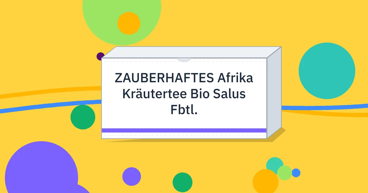 Symbolbild: Packung mit der Aufschrift ZAUBERHAFTES Afrika Kräutertee Bio Salus Fbtl. (PZN 16952671) – Verfügbarkeit und Bezug in Apotheken in Frankfurt am Main