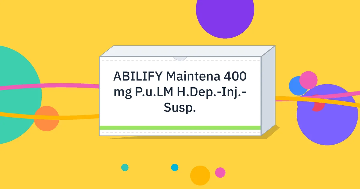 Symbolbild: Packung mit der Aufschrift ABILIFY Maintena 400 mg P.u.LM H.Dep.-Inj.-Susp. (PZN 19892082) – Verfügbarkeit und Bezug in Apotheken in Frankfurt am Main