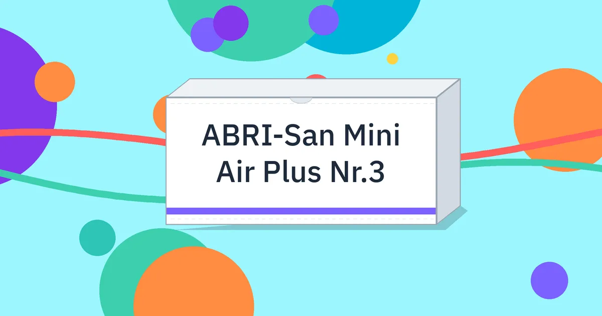 Symbolbild: Packung mit der Aufschrift ABRI-San Mini Air Plus Nr.3 (PZN 06488149) – Verfügbarkeit und Bezug in Apotheken in Frankfurt am Main
