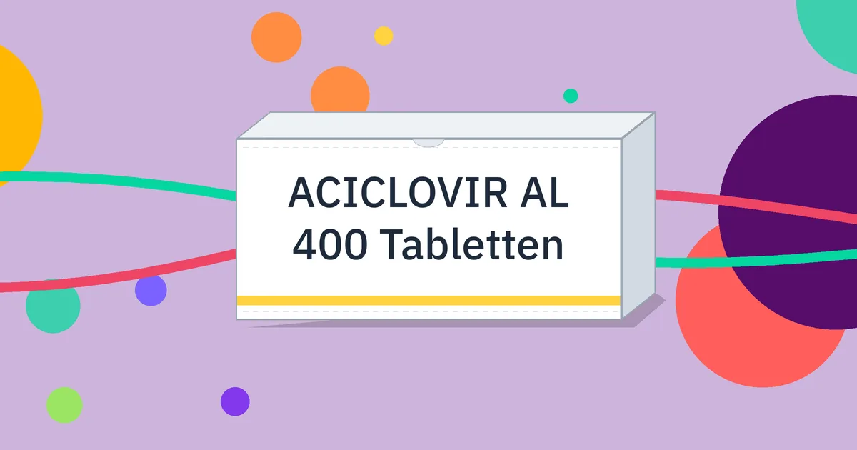 Symbolbild: Packung mit der Aufschrift ACICLOVIR AL 400 Tabletten (PZN 07342287) – Verfügbarkeit und Bezug in Apotheken in Frankfurt am Main