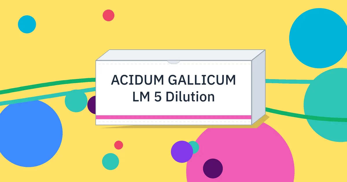 Symbolbild: Packung mit der Aufschrift ACIDUM GALLICUM LM 5 Dilution (PZN 13275224) – Verfügbarkeit und Bezug in Apotheken in Frankfurt am Main
