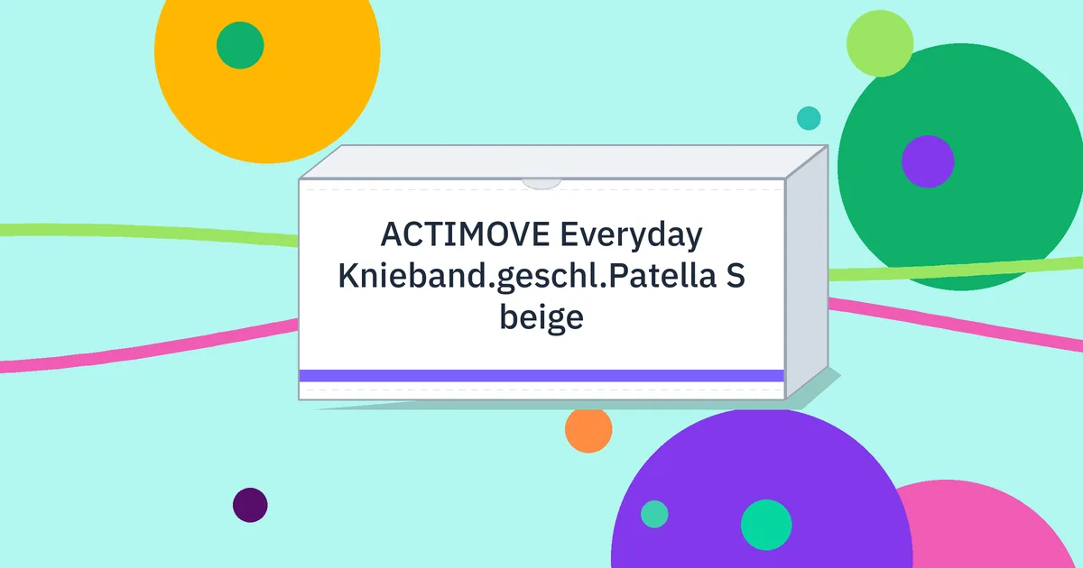 Symbolbild: Packung mit der Aufschrift ACTIMOVE Everyday Knieband.geschl.Patella S beige (PZN 18328273) – Verfügbarkeit und Bezug in Apotheken in Frankfurt am Main