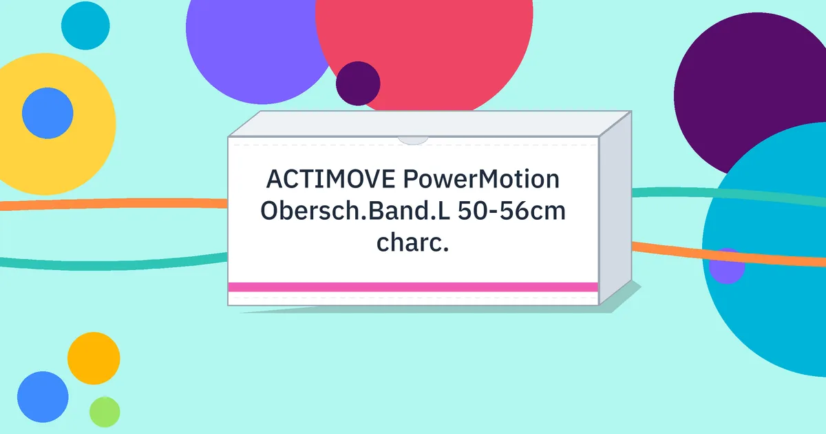 Symbolbild: Packung mit der Aufschrift ACTIMOVE PowerMotion Obersch.Band.L 50-56cm charc. (PZN 17948588) – Verfügbarkeit und Bezug in Apotheken in Frankfurt am Main