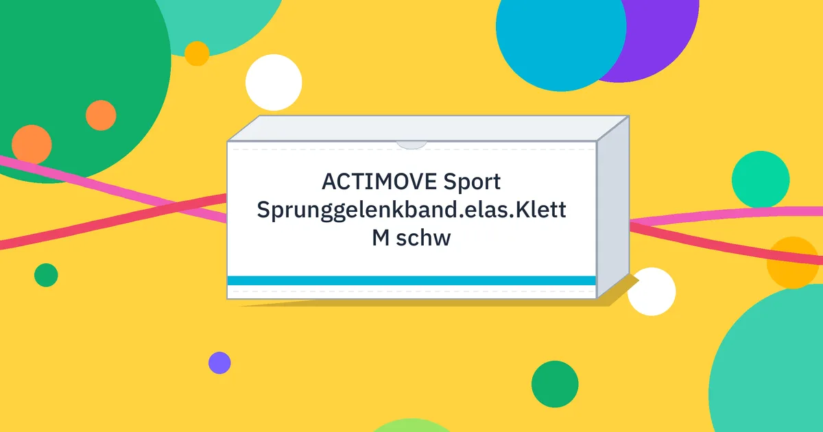 Symbolbild: Packung mit der Aufschrift ACTIMOVE Sport Sprunggelenkband.elas.Klett M schw (PZN 18328215) – Verfügbarkeit und Bezug in Apotheken in Frankfurt am Main