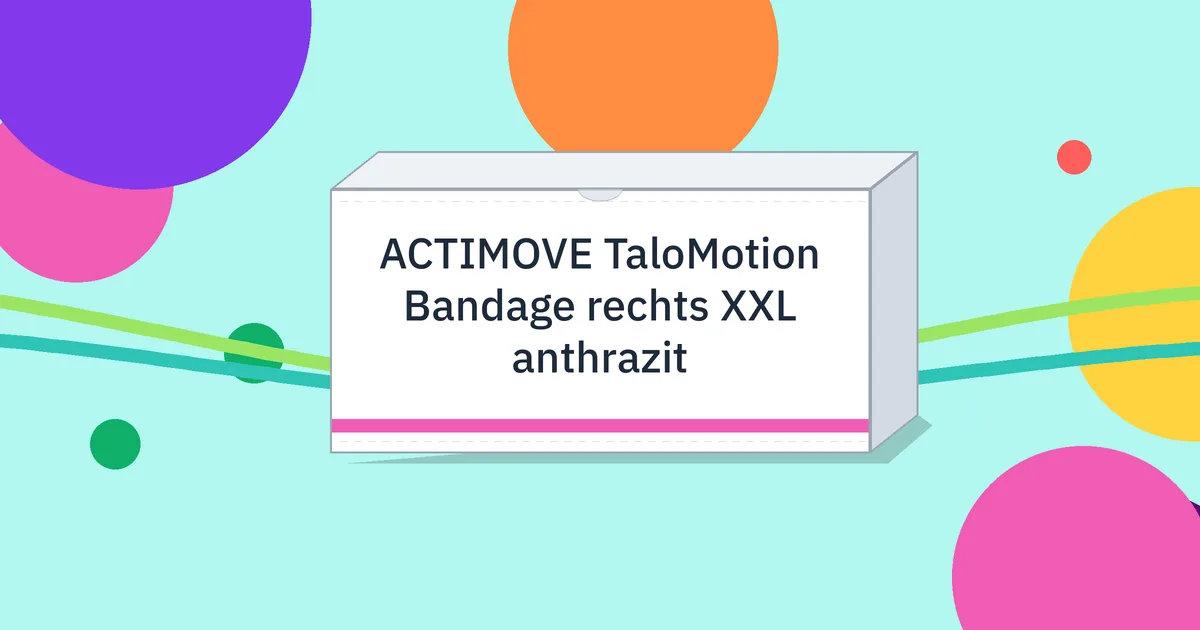 Symbolbild: Packung mit der Aufschrift ACTIMOVE TaloMotion Bandage rechts XXL anthrazit (PZN 17948861) – Verfügbarkeit und Bezug in Apotheken in Frankfurt am Main