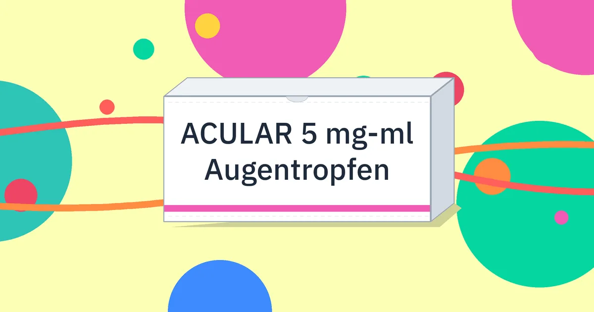 Symbolbild: Packung mit der Aufschrift ACULAR 5 mg-ml Augentropfen (PZN 02647929) – Verfügbarkeit und Bezug in Apotheken in Frankfurt am Main