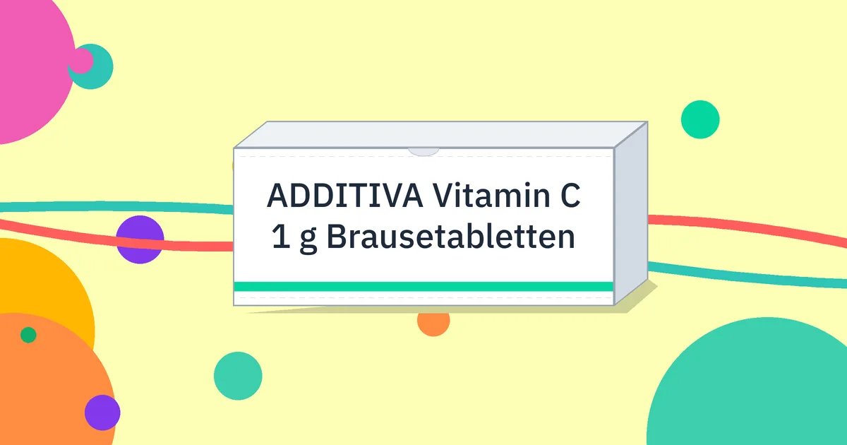 Symbolbild: Packung mit der Aufschrift ADDITIVA Vitamin C 1 g Brausetabletten (PZN 03249786) – Verfügbarkeit und Bezug in Apotheken in Frankfurt am Main