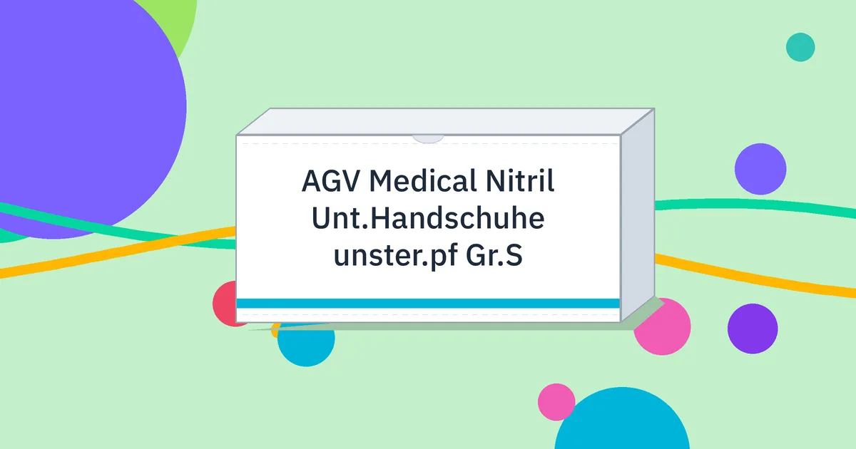 Symbolbild: Packung mit der Aufschrift AGV Medical Nitril Unt.Handschuhe unster.pf Gr.S (PZN 20202289) – Verfügbarkeit und Bezug in Apotheken in Frankfurt am Main