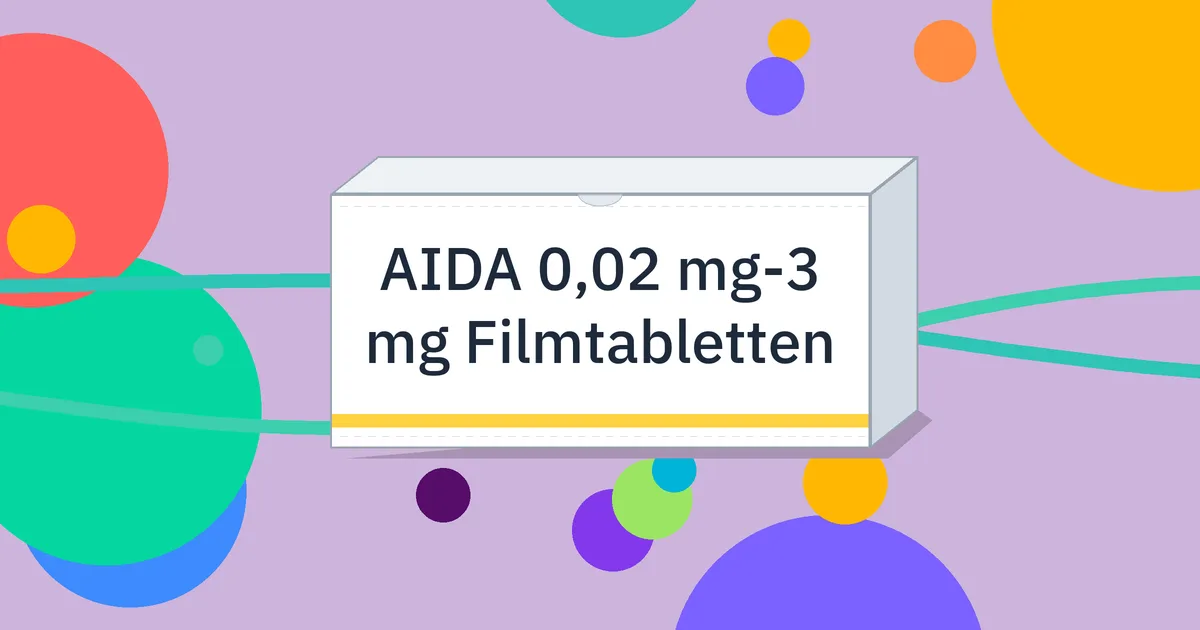 Symbolbild: Packung mit der Aufschrift AIDA 0,02 mg-3 mg Filmtabletten (PZN 01036804) – Verfügbarkeit und Bezug in Apotheken in Frankfurt am Main