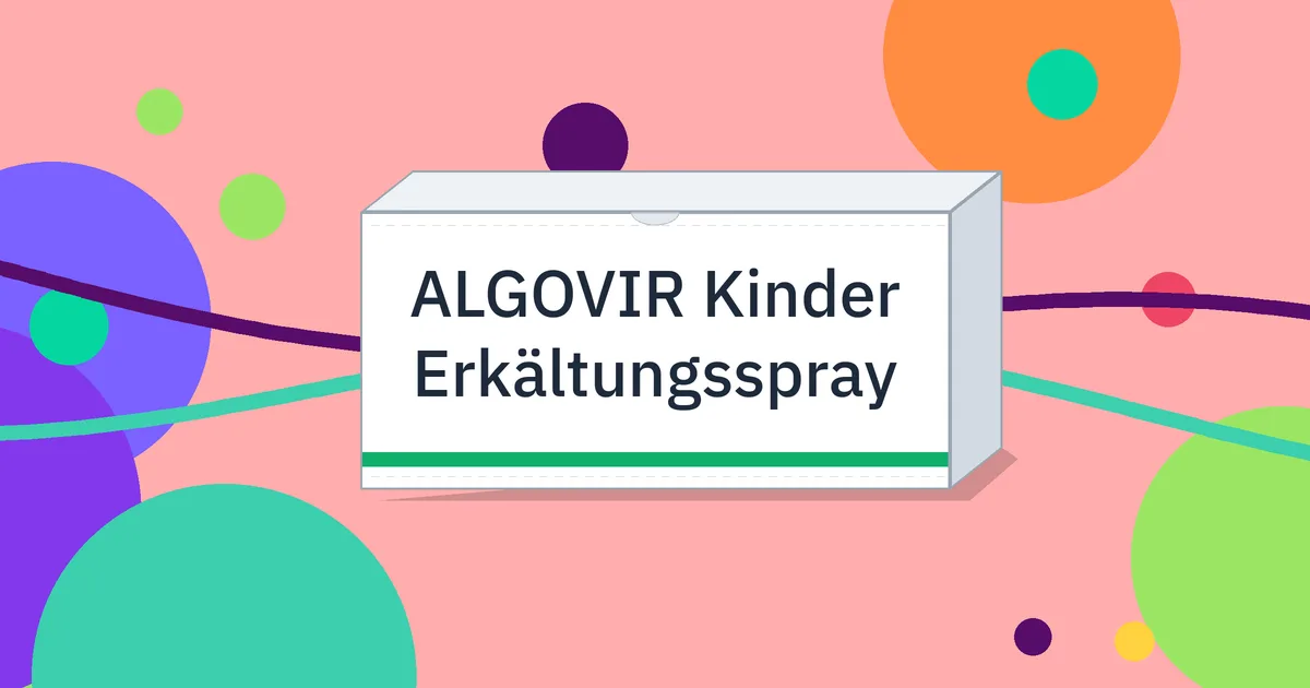 Symbolbild: Packung mit der Aufschrift ALGOVIR Kinder Erkältungsspray (PZN 12579962) – Verfügbarkeit und Bezug in Apotheken in Frankfurt am Main