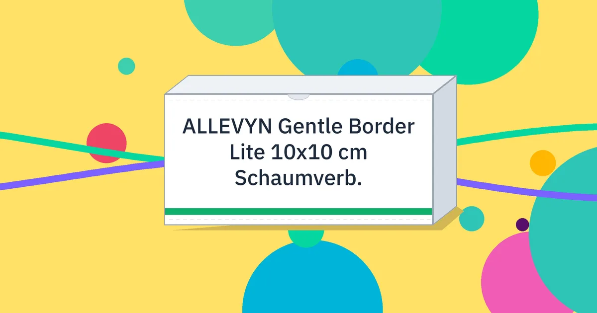 Symbolbild: Packung mit der Aufschrift ALLEVYN Gentle Border Lite 10x10 cm Schaumverb. (PZN 19698109) – Verfügbarkeit und Bezug in Apotheken in Frankfurt am Main