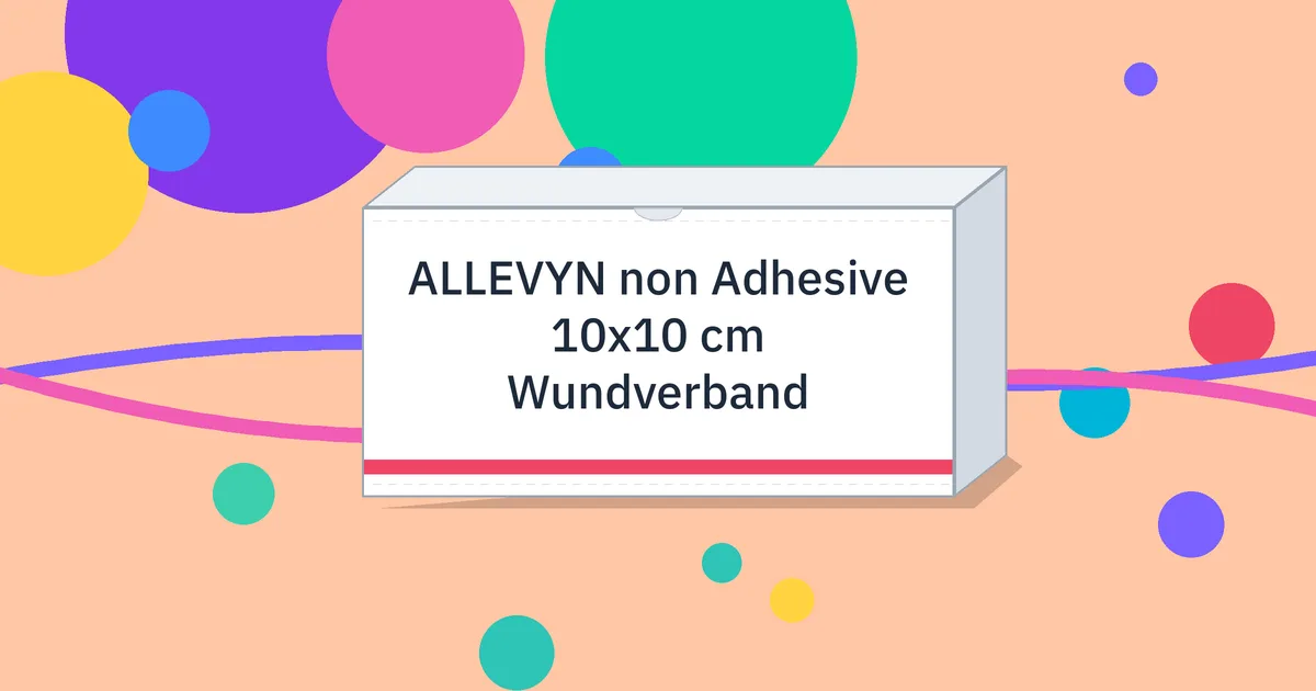 Symbolbild: Packung mit der Aufschrift ALLEVYN non Adhesive 10x10 cm Wundverband (PZN 18034519) – Verfügbarkeit und Bezug in Apotheken in Frankfurt am Main