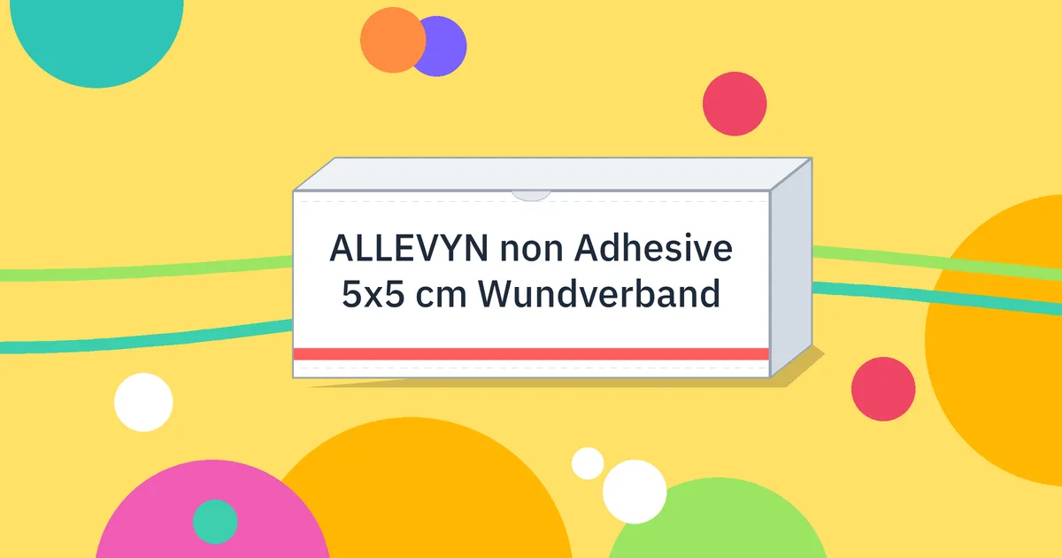 Symbolbild: Packung mit der Aufschrift ALLEVYN non Adhesive 5x5 cm Wundverband (PZN 11137630) – Verfügbarkeit und Bezug in Apotheken in Frankfurt am Main