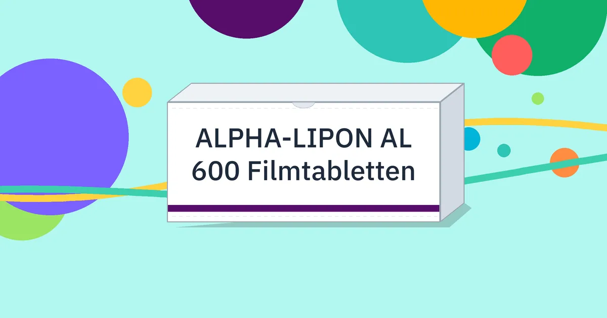 Symbolbild: Packung mit der Aufschrift ALPHA-LIPON AL 600 Filmtabletten (PZN 00958393) – Verfügbarkeit und Bezug in Apotheken in Frankfurt am Main
