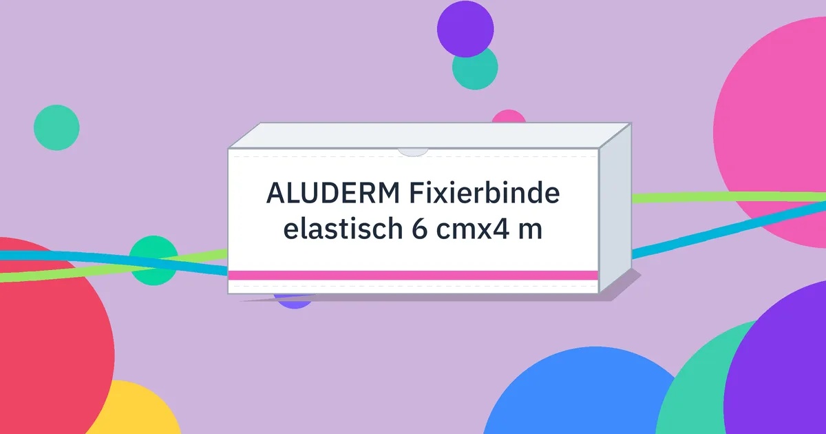 Symbolbild: Packung mit der Aufschrift ALUDERM Fixierbinde elastisch 6 cmx4 m (PZN 19772828) – Verfügbarkeit und Bezug in Apotheken in Frankfurt am Main