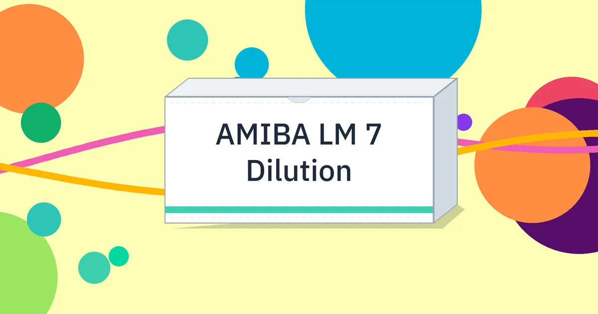 Symbolbild: Packung mit der Aufschrift AMIBA LM 7 Dilution (PZN 13318488) – Verfügbarkeit und Bezug in Apotheken in Frankfurt am Main