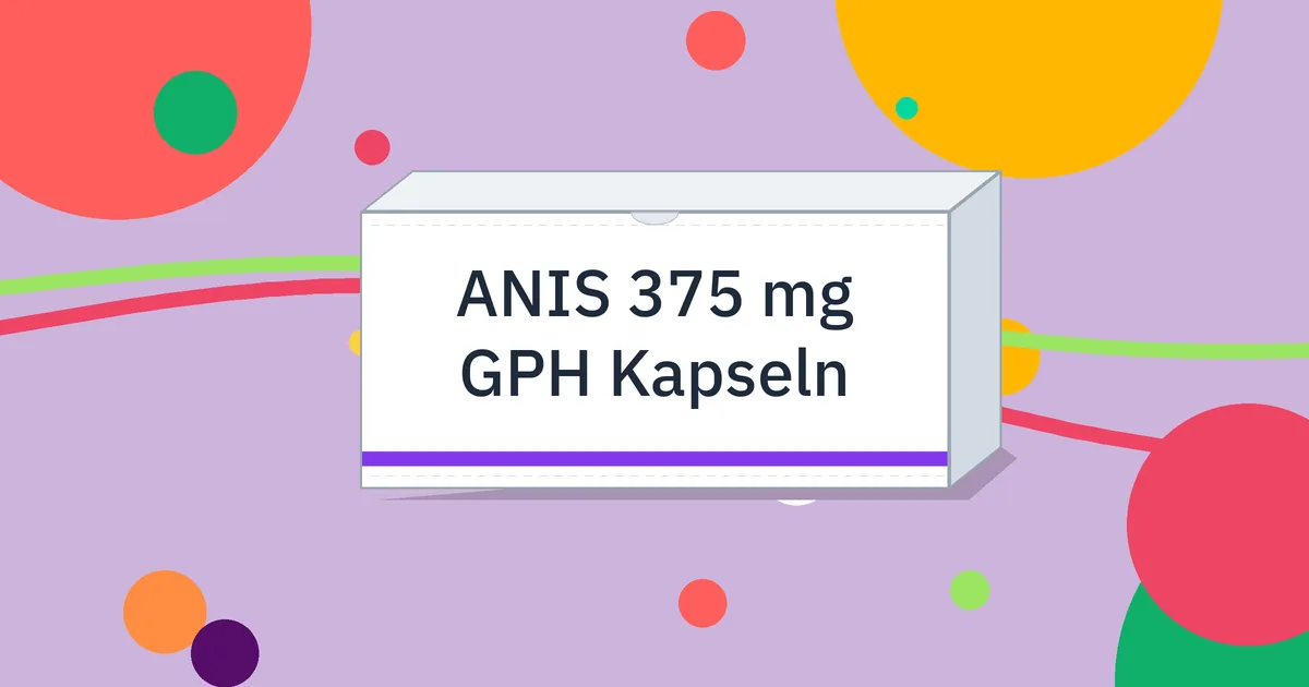 Symbolbild: Packung mit der Aufschrift ANIS 375 mg GPH Kapseln (PZN 06832606) – Verfügbarkeit und Bezug in Apotheken in Frankfurt am Main
