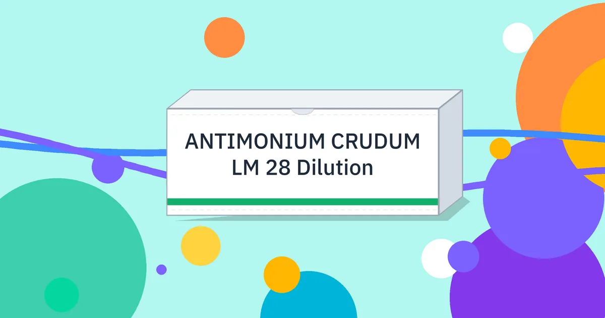 Symbolbild: Packung mit der Aufschrift ANTIMONIUM CRUDUM LM 28 Dilution (PZN 12763967) – Verfügbarkeit und Bezug in Apotheken in Frankfurt am Main