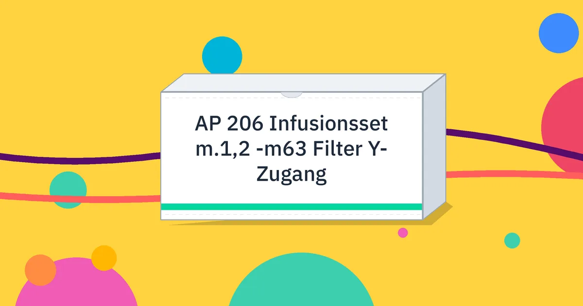 Symbolbild: Packung mit der Aufschrift AP 206 Infusionsset m.1,2 -m63 Filter Y-Zugang (PZN 14337513) – Verfügbarkeit und Bezug in Apotheken in Frankfurt am Main