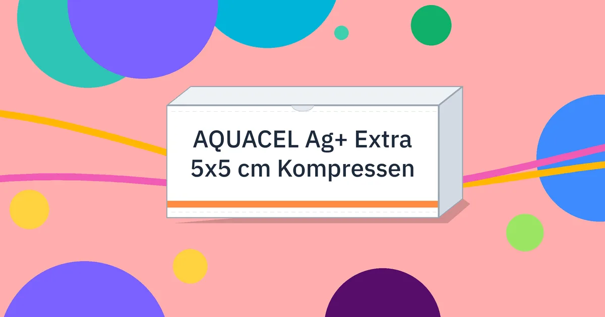 Symbolbild: Packung mit der Aufschrift AQUACEL Ag+ Extra 5x5 cm Kompressen (PZN 17909660) – Verfügbarkeit und Bezug in Apotheken in Frankfurt am Main