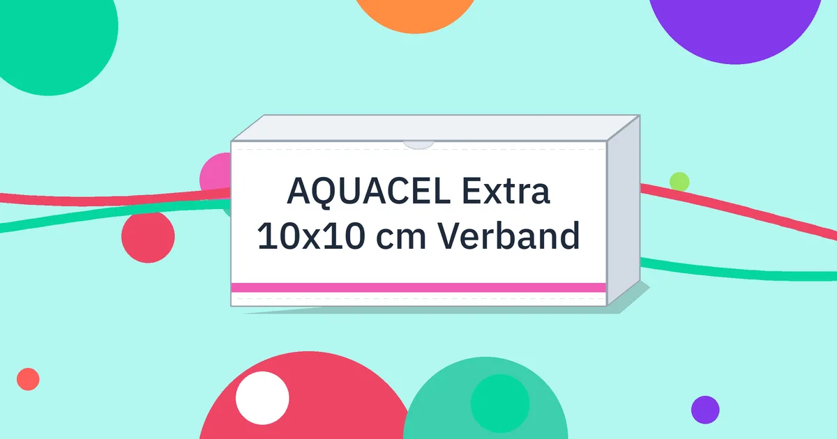 Symbolbild: Packung mit der Aufschrift AQUACEL Extra 10x10 cm Verband (PZN 20643384) – Verfügbarkeit und Bezug in Apotheken in Frankfurt am Main
