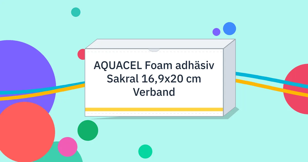 Symbolbild: Packung mit der Aufschrift AQUACEL Foam adhäsiv Sakral 16,9x20 cm Verband (PZN 19402416) – Verfügbarkeit und Bezug in Apotheken in Frankfurt am Main