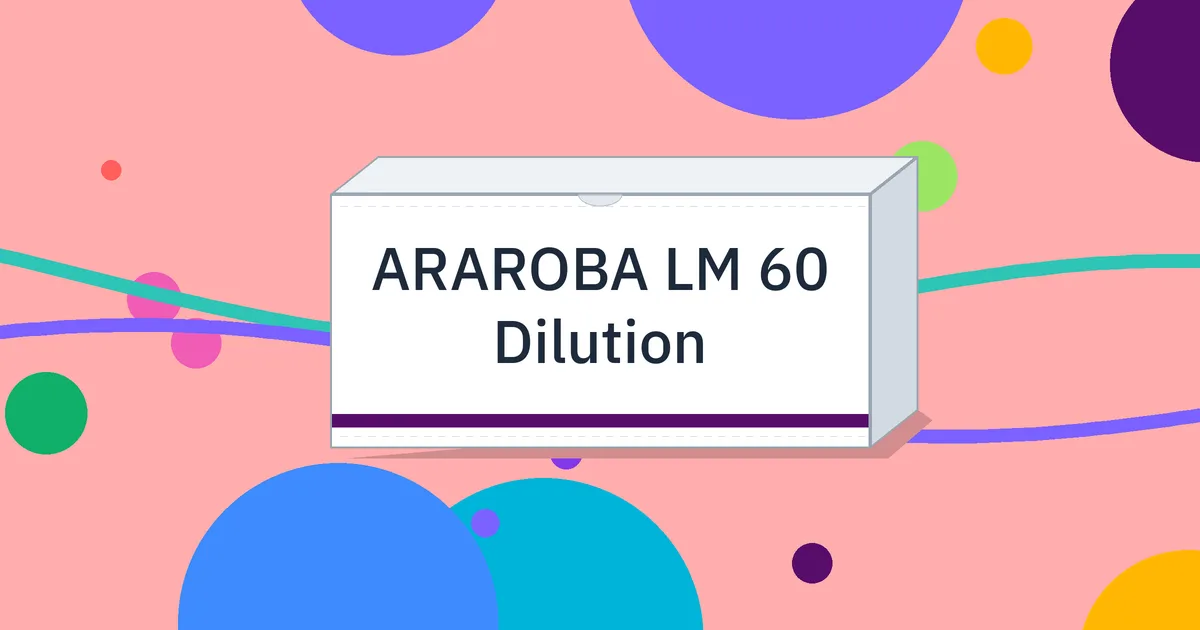Symbolbild: Packung mit der Aufschrift ARAROBA LM 60 Dilution (PZN 13386165) – Verfügbarkeit und Bezug in Apotheken in Frankfurt am Main