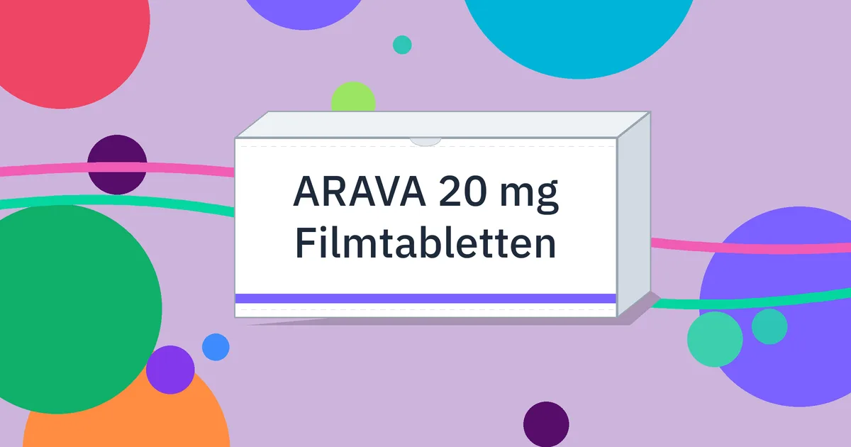 Symbolbild: Packung mit der Aufschrift ARAVA 20 mg Filmtabletten (PZN 06773602) – Verfügbarkeit und Bezug in Apotheken in Frankfurt am Main