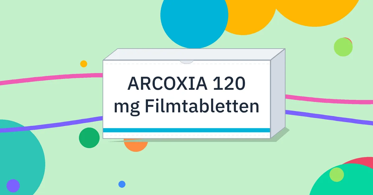 Symbolbild: Packung mit der Aufschrift ARCOXIA 120 mg Filmtabletten (PZN 16697888) – Verfügbarkeit und Bezug in Apotheken in Frankfurt am Main