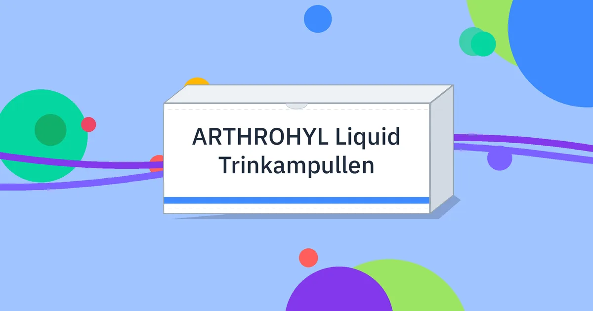 Symbolbild: Packung mit der Aufschrift ARTHROHYL Liquid Trinkampullen (PZN 09385409) – Verfügbarkeit und Bezug in Apotheken in Frankfurt am Main