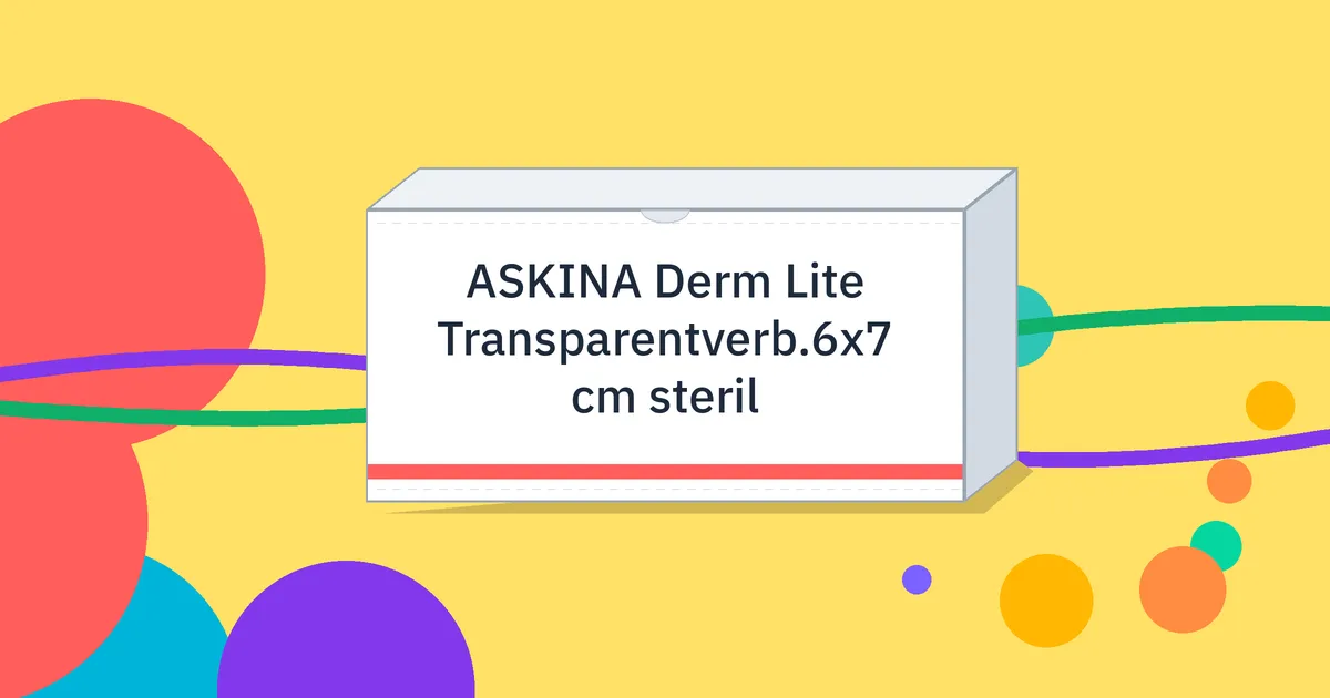Symbolbild: Packung mit der Aufschrift ASKINA Derm Lite Transparentverb.6x7 cm steril (PZN 18368841) – Verfügbarkeit und Bezug in Apotheken in Frankfurt am Main