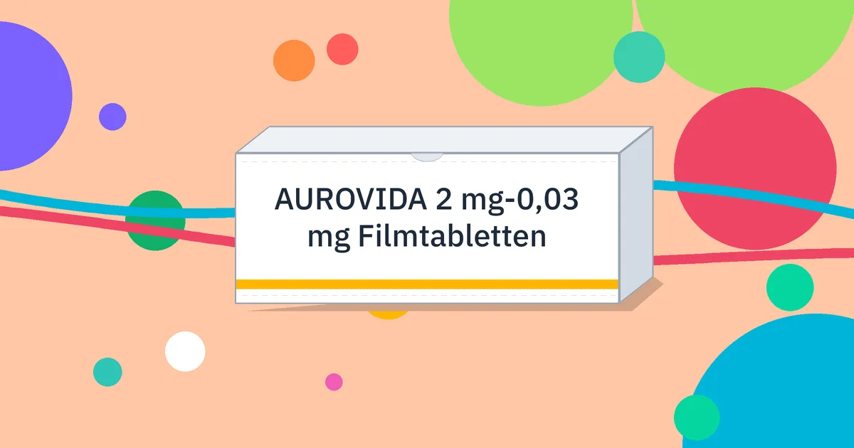 Symbolbild: Packung mit der Aufschrift AUROVIDA 2 mg-0,03 mg Filmtabletten (PZN 10347213) – Verfügbarkeit und Bezug in Apotheken in Frankfurt am Main