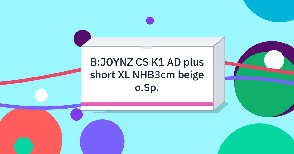 Symbolbild: Packung mit der Aufschrift B:JOYNZ CS K1 AD plus short XL NHB3cm beige o.Sp. (PZN 20529837) – Verfügbarkeit und Bezug in Apotheken in Frankfurt am Main