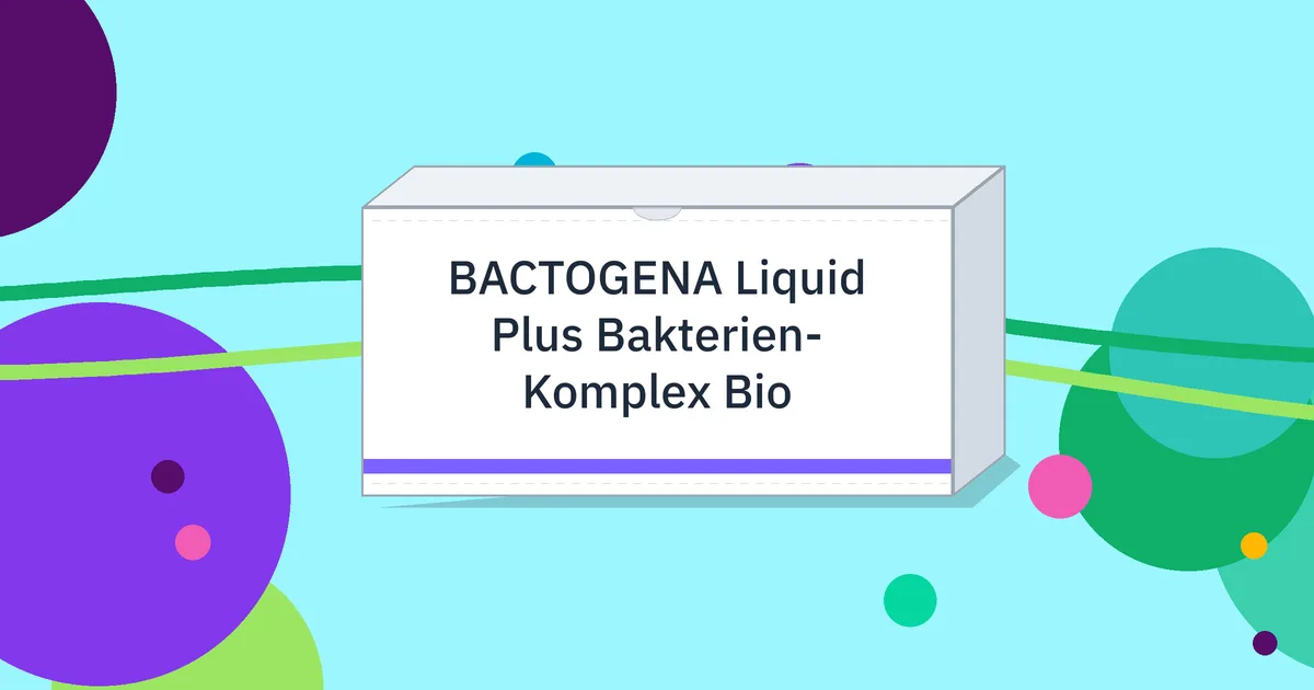 Symbolbild: Packung mit der Aufschrift BACTOGENA Liquid Plus Bakterien-Komplex Bio (PZN 20387107) – Verfügbarkeit und Bezug in Apotheken in Frankfurt am Main