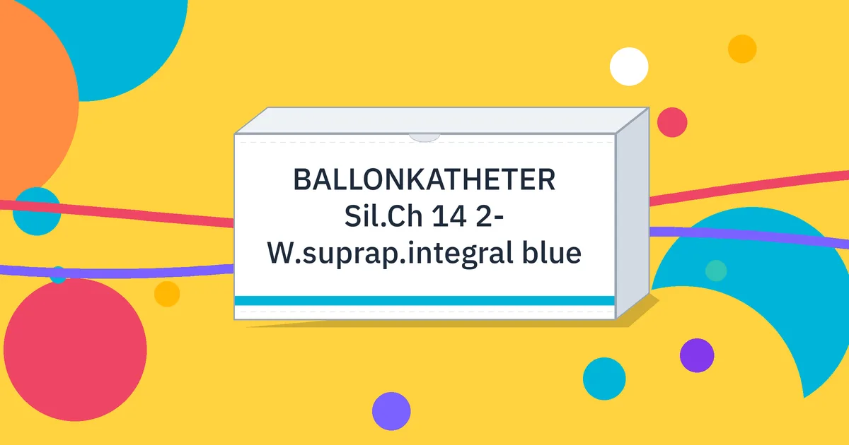 Symbolbild: Packung mit der Aufschrift BALLONKATHETER Sil.Ch 14 2-W.suprap.integral blue (PZN 14350494) – Verfügbarkeit und Bezug in Apotheken in Frankfurt am Main