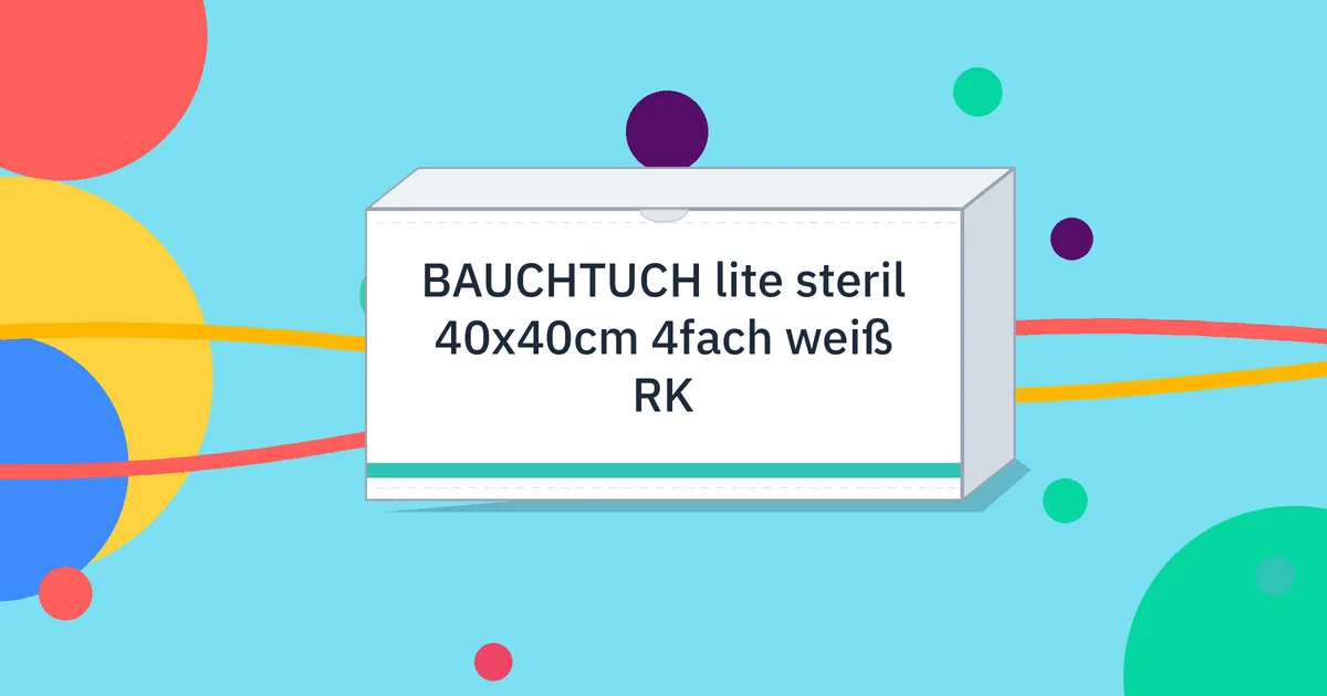 Symbolbild: Packung mit der Aufschrift BAUCHTUCH lite steril 40x40cm 4fach weiß RK (PZN 18796962) – Verfügbarkeit und Bezug in Apotheken in Frankfurt am Main