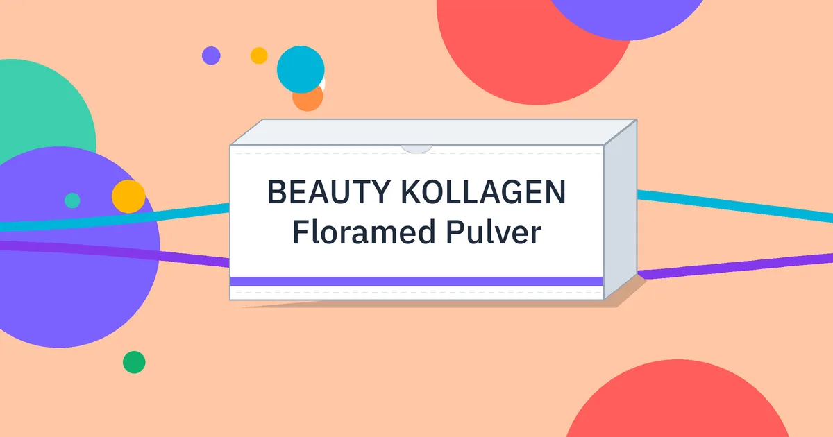 Symbolbild: Packung mit der Aufschrift BEAUTY KOLLAGEN Floramed Pulver (PZN 10536115) – Verfügbarkeit und Bezug in Apotheken in Frankfurt am Main