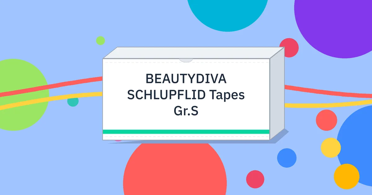 Symbolbild: Packung mit der Aufschrift BEAUTYDIVA SCHLUPFLID Tapes Gr.S (PZN 18792852) – Verfügbarkeit und Bezug in Apotheken in Frankfurt am Main