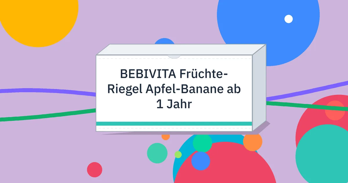 Symbolbild: Packung mit der Aufschrift BEBIVITA Früchte-Riegel Apfel-Banane ab 1 Jahr (PZN 14339305) – Verfügbarkeit und Bezug in Apotheken in Frankfurt am Main