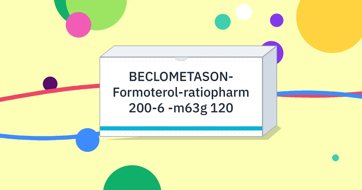 Symbolbild: Packung mit der Aufschrift BECLOMETASON-Formoterol-ratiopharm 200-6 -m63g 120 (PZN 19275099) – Verfügbarkeit und Bezug in Apotheken in Frankfurt am Main