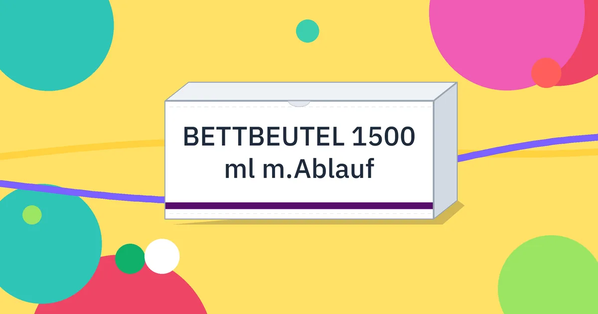 Symbolbild: Packung mit der Aufschrift BETTBEUTEL 1500 ml m.Ablauf (PZN 04428551) – Verfügbarkeit und Bezug in Apotheken in Frankfurt am Main