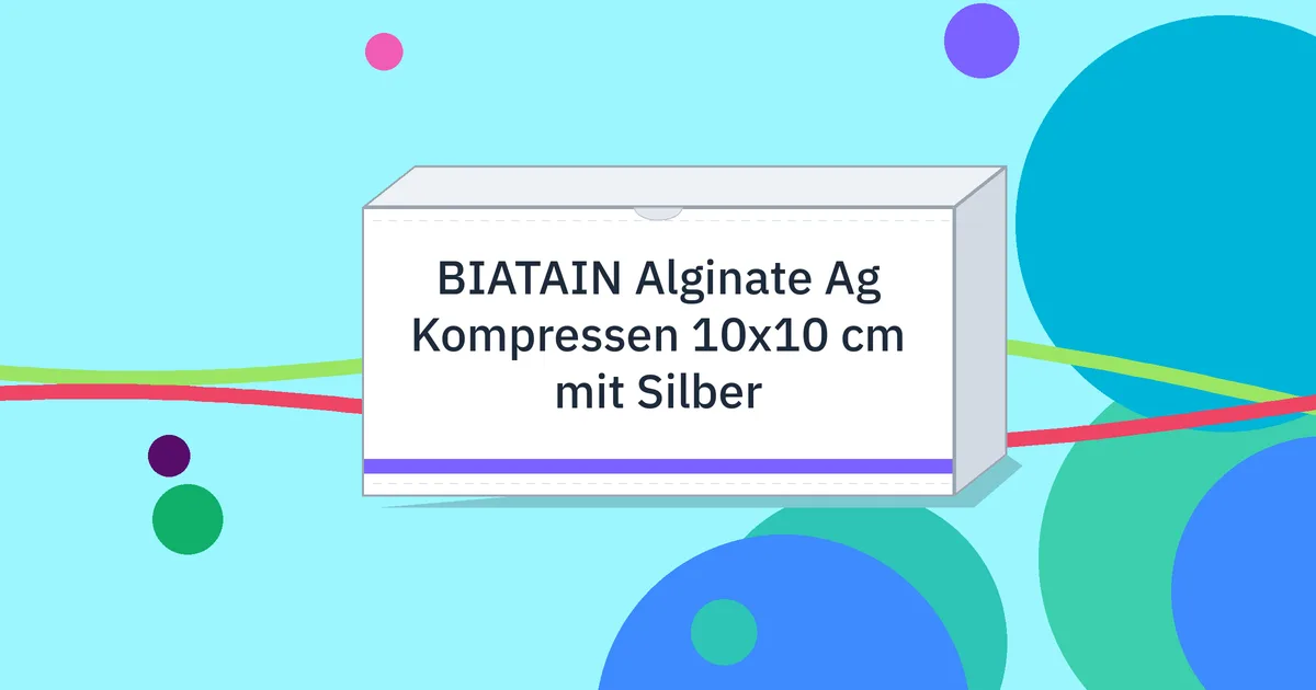 Symbolbild: Packung mit der Aufschrift BIATAIN Alginate Ag Kompressen 10x10 cm mit Silber (PZN 15426897) – Verfügbarkeit und Bezug in Apotheken in Frankfurt am Main