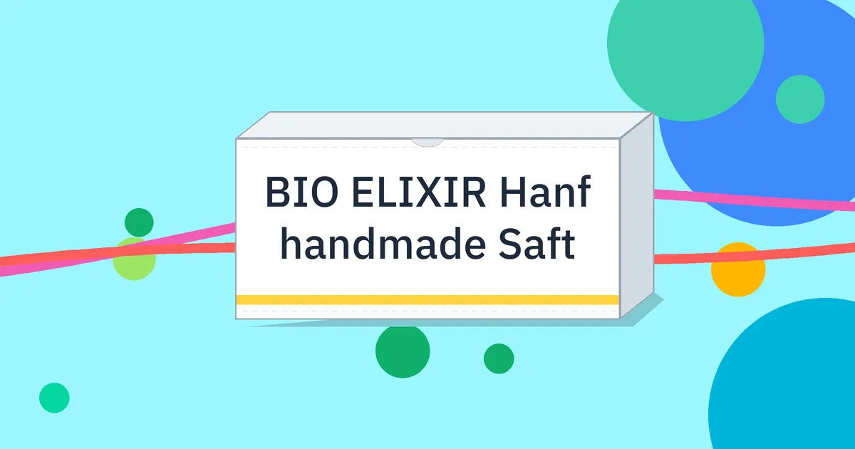 Symbolbild: Packung mit der Aufschrift BIO ELIXIR Hanf handmade Saft (PZN 16735471) – Verfügbarkeit und Bezug in Apotheken in Frankfurt am Main