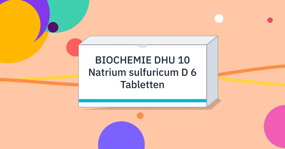 Symbolbild: Packung mit der Aufschrift BIOCHEMIE DHU 10 Natrium sulfuricum D 6 Tabletten (PZN 06584249) – Verfügbarkeit und Bezug in Apotheken in Frankfurt am Main